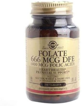 SOLGAR FOLATE 666 MCG DFE (400 MCG FOLIC ACID) 250 TABLETS-MEDILIFE ...